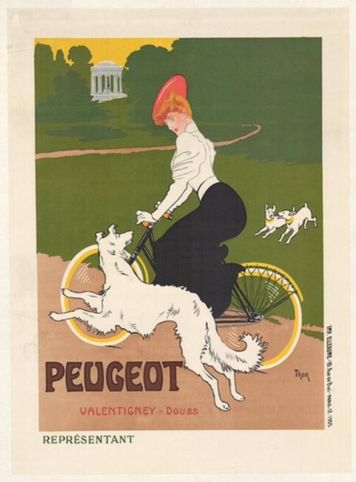 Peugeot Cycles Thor Original Vintage Poster, 1905 for sale at Pamono