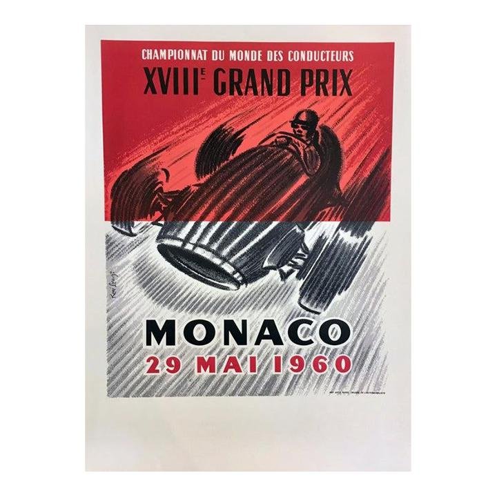 Monaco Grand Prix Poster, 1960 for sale at Pamono