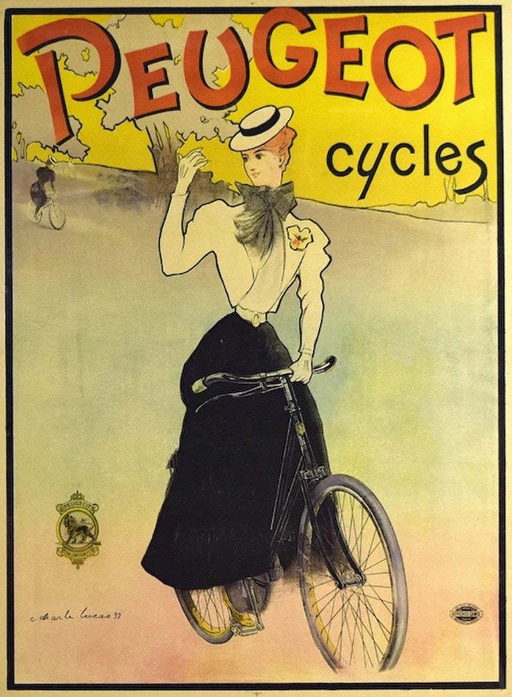 Original Vintage Peugeot Cycles Lucas Poster, 1897 for sale at Pamono