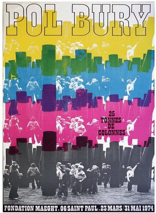 Pol Bury - 25 Tons of Columns Poster, 1974 for sale at Pamono