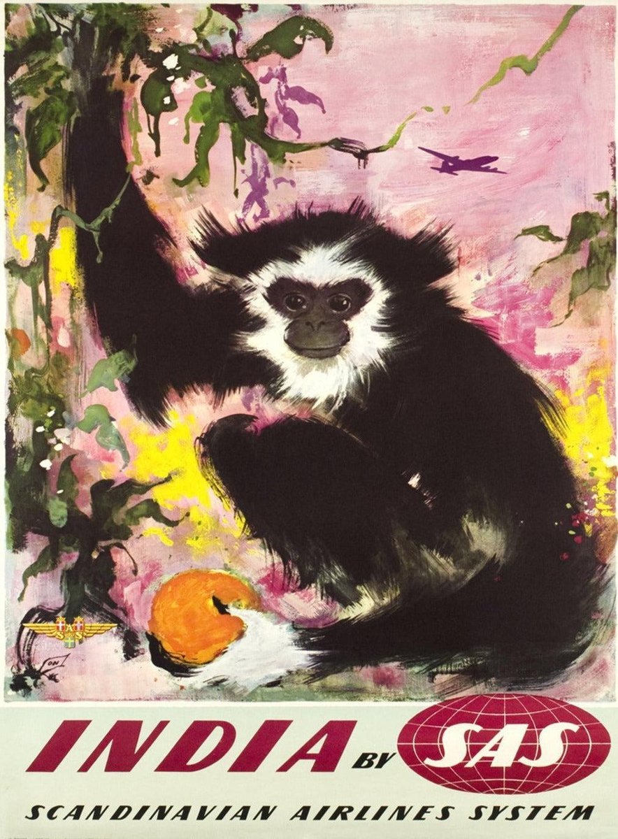 India Poster from SAS Scandinavian Airlines System, 1955 for sale at Pamono