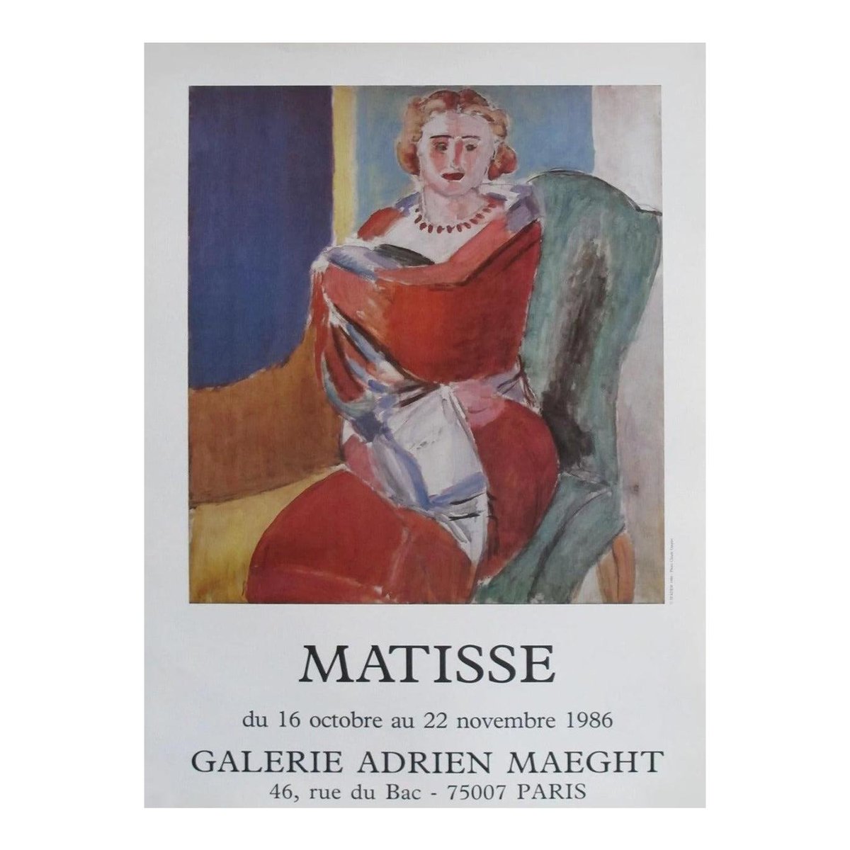 Adrien Maeght Gallery Poster by Henri Matisse, 1986 for sale at Pamono