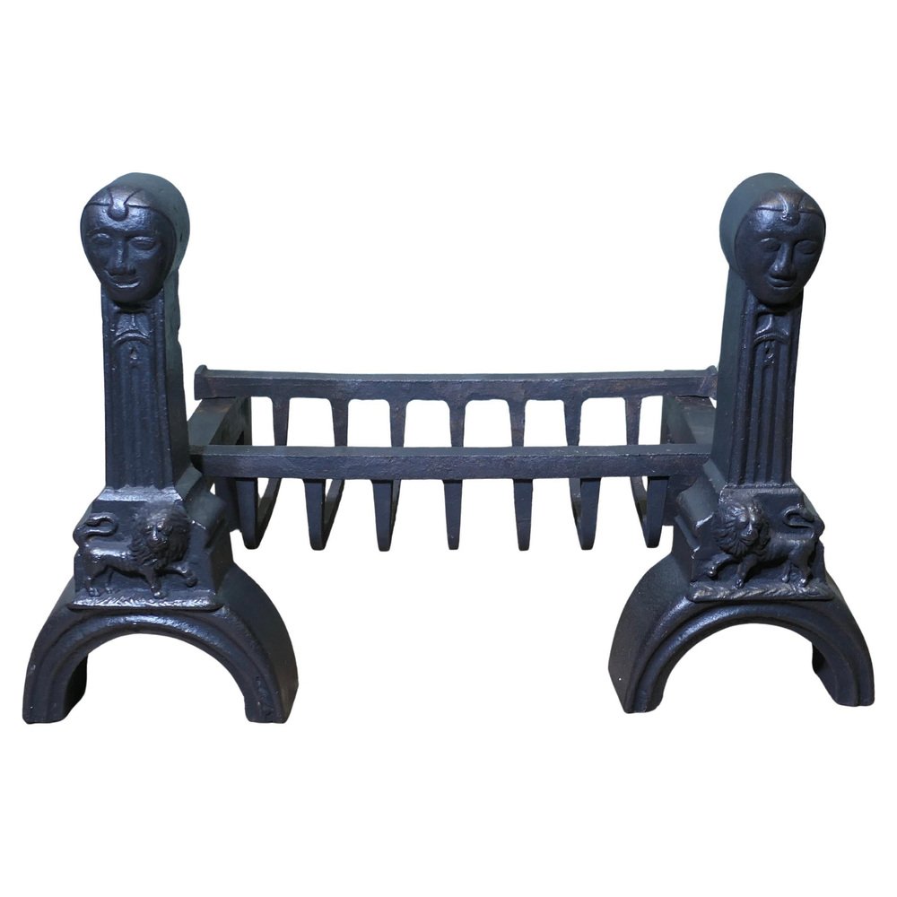 Inglenook Fire Grate on Andirons, 19th Century for sale at Pamono