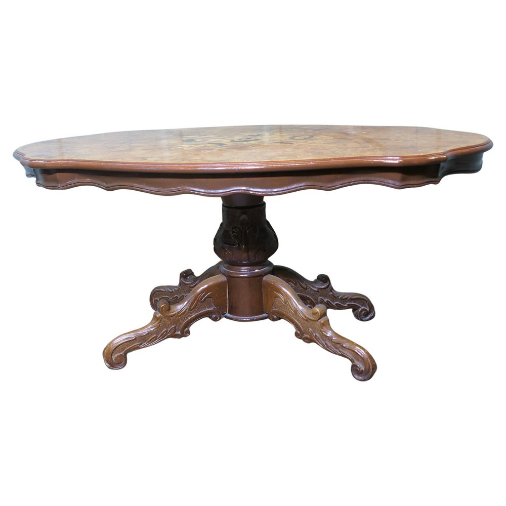 Large Regency Style Birdseye Veneer Coffee Table, 1930s for sale at Pamono