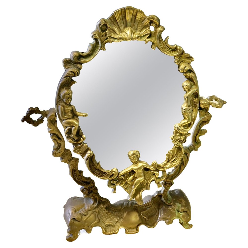 Miroir Arts and Crafts Style Gothique en Laiton, 1920s en vente sur Pamono