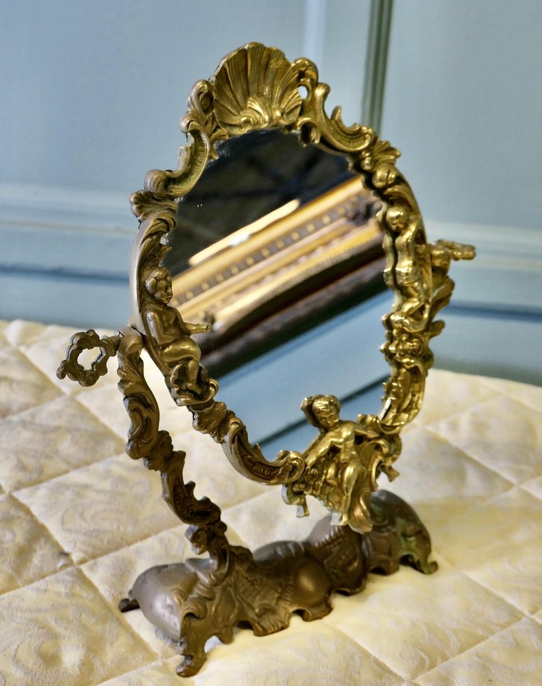 Miroir Arts and Crafts Style Gothique en Laiton, 1920s en vente sur Pamono