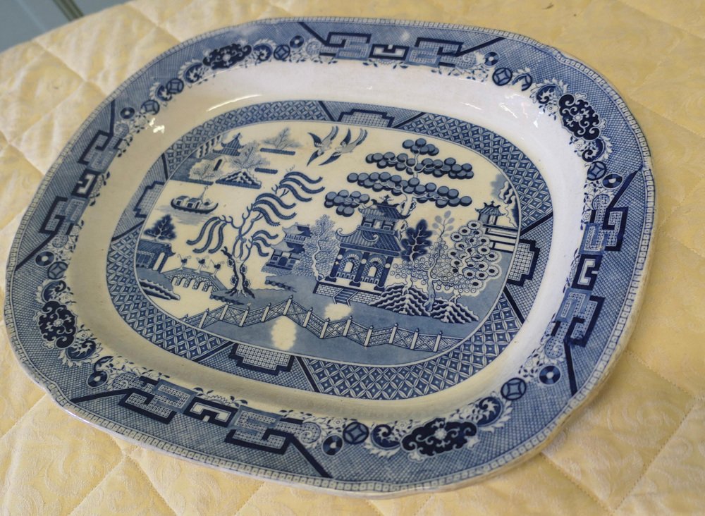 Large Victorian Ironstone Meat Plate with Willow Pattern, 1850s for ...