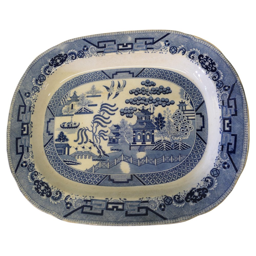 Large Victorian Ironstone Meat Plate with Willow Pattern, 1850s for ...