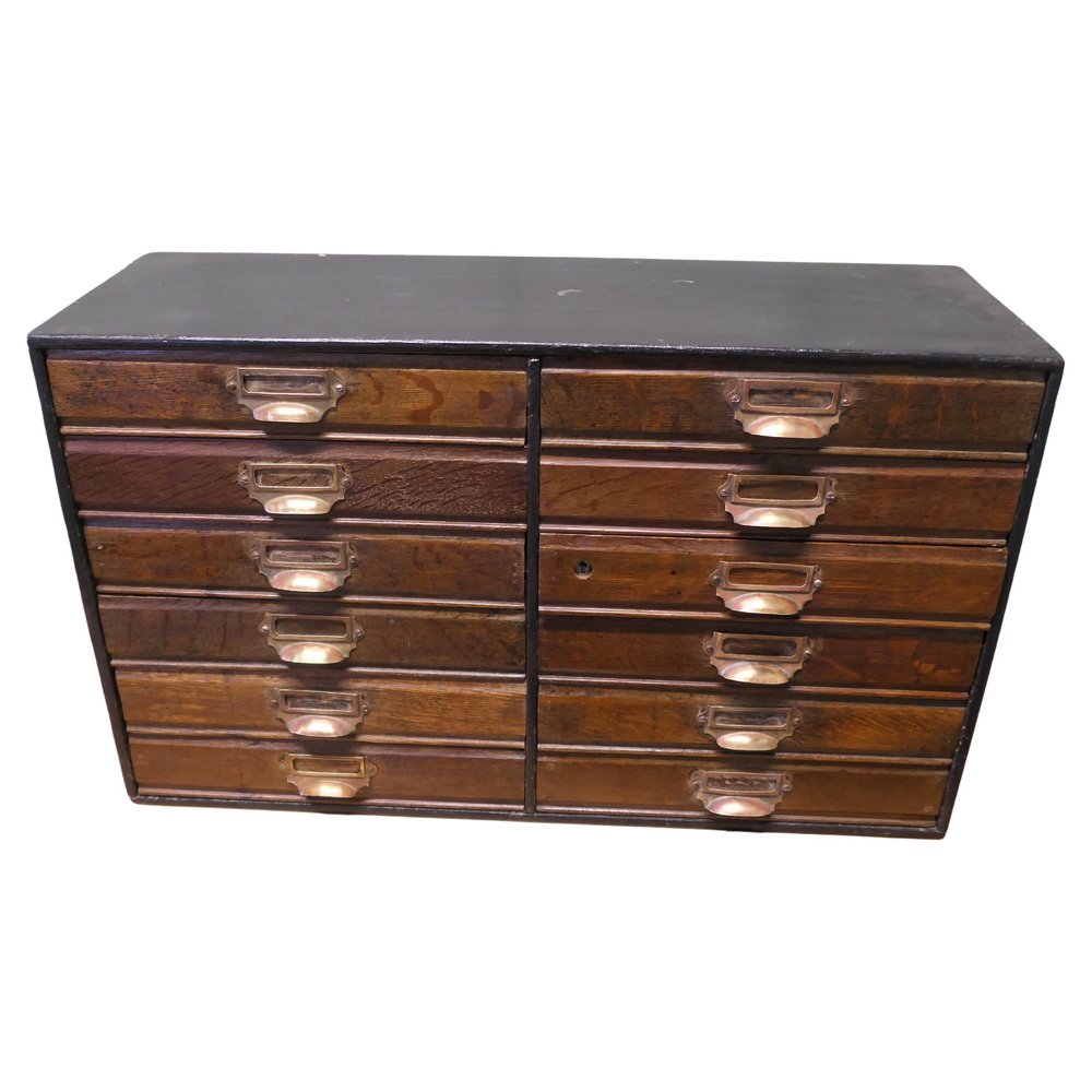 Collector's Filing Cabinet with 12 Drawers, 1900s for sale at Pamono