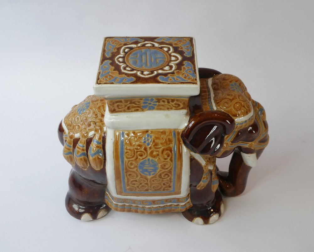 Vintage Large Ceramic Elephant Plant Stand for sale at Pamono