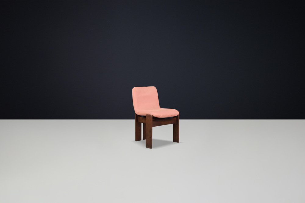 Mid-Century Dining Chairs in Beech and Salmon-Colored Fabric, 1960s ...