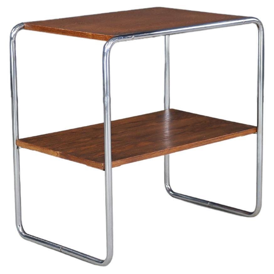 Bauhaus Tubular Steel Wood Console Table Model B12 attributed to Marcel ...