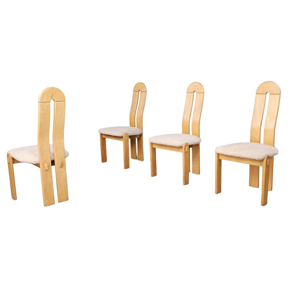 Modern Scandinavian High Back Oak Dining Chairs with Teddy Upholstery ...