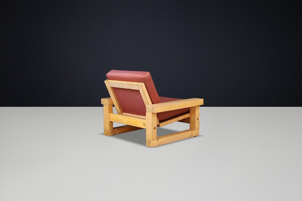 Mid-Century Modern Pine Lounge Chair, France, 1970s for sale at Pamono