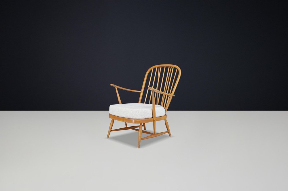 Windsor Lounge Chair in Blonde Beech and Elm with New Bouclé Fabric ...