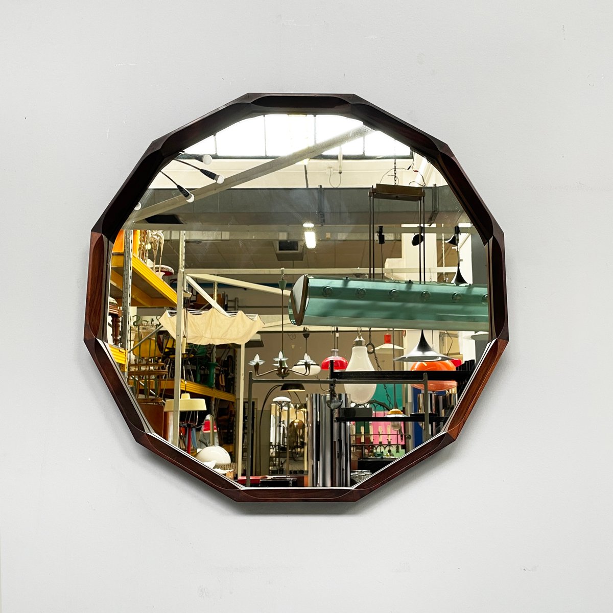 Italian Modern Wooden Wall Mirror by Sormani, 1960s for sale at Pamono