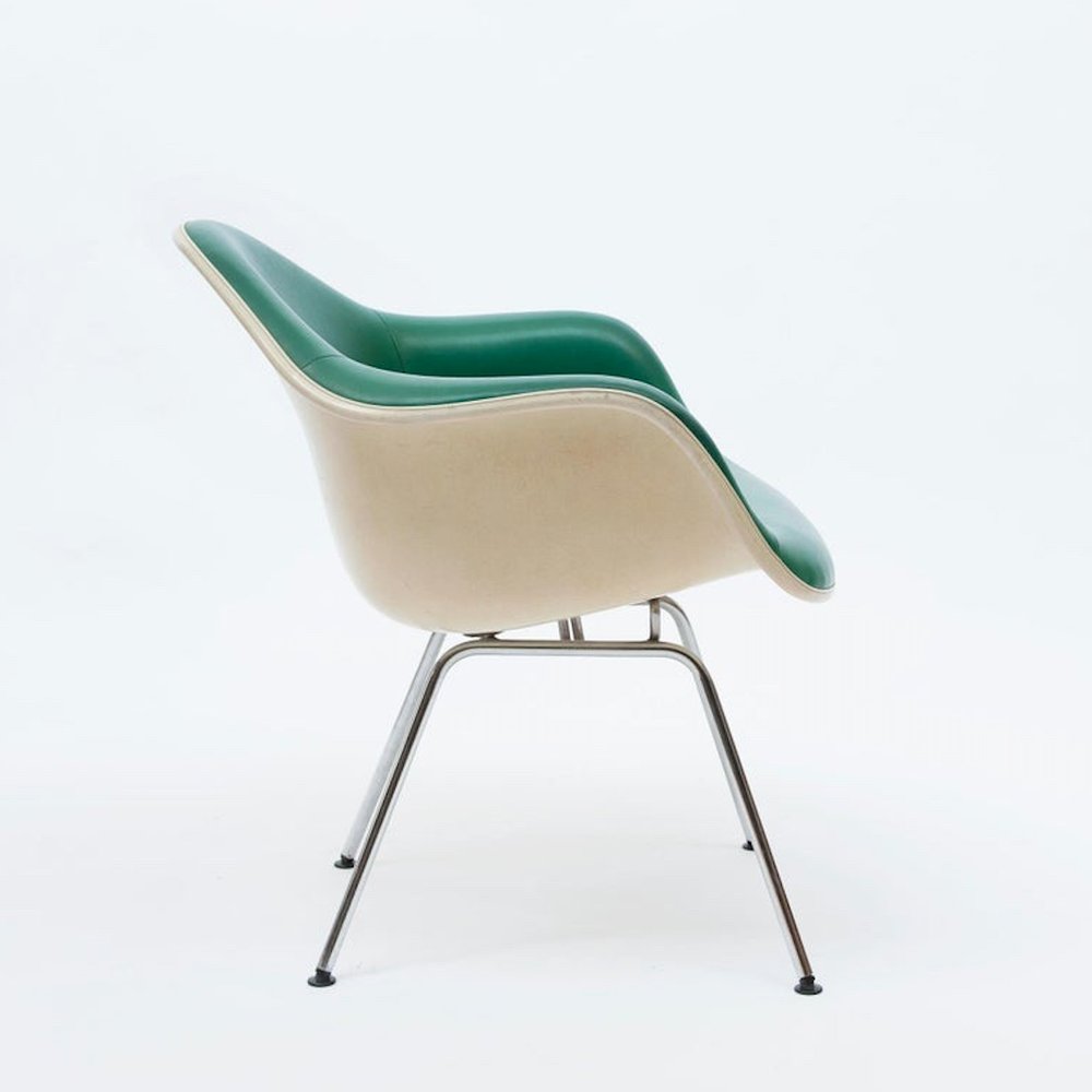 Mid-Century Modern Green Leather Dax Chair by Charles & Ray Eames for ...