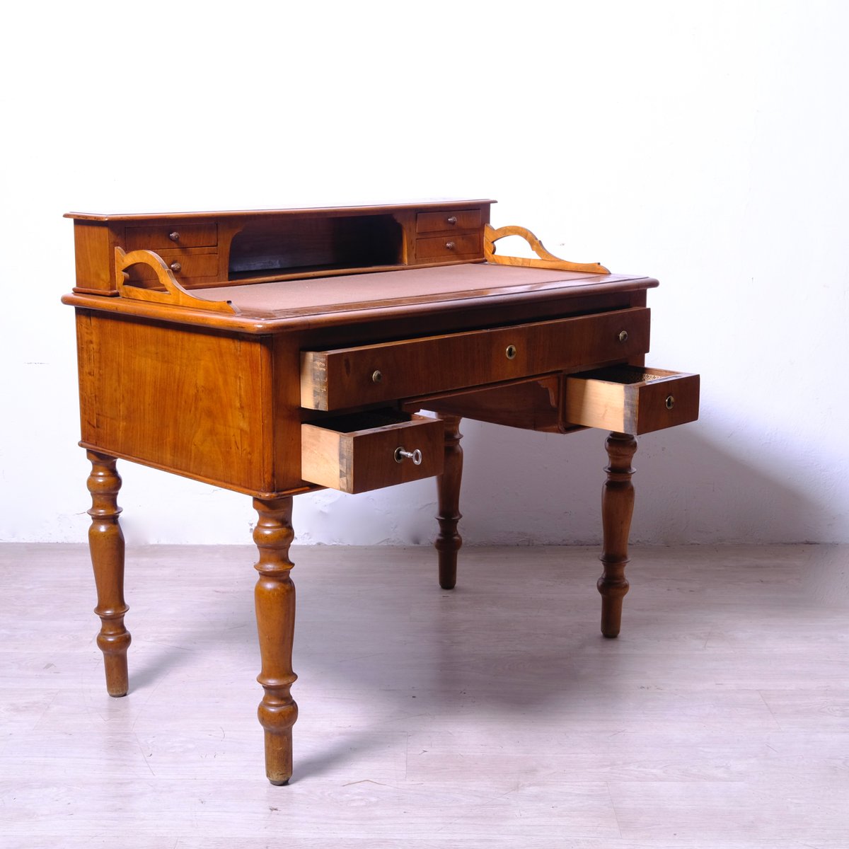 Antique Wooden Desk with Drawers, Late 19th Century for sale at Pamono