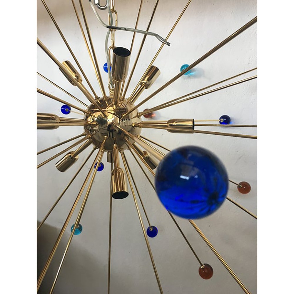 Italian Multicolored Star Murano Glass Sputnik Chandelier by Simoeng ...
