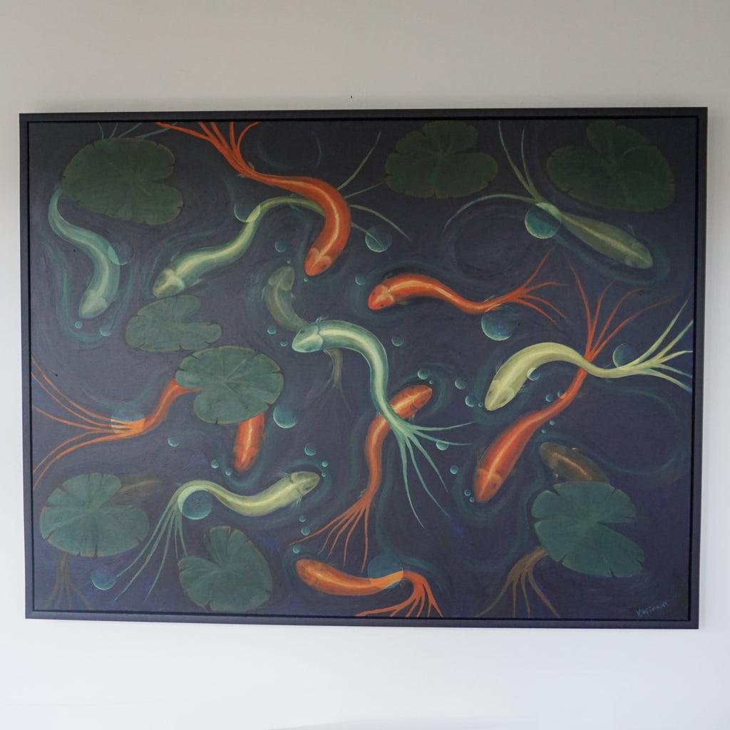 The Pond' Oil on Canvas Painting by Vera Jefferson, for sale at Pamono