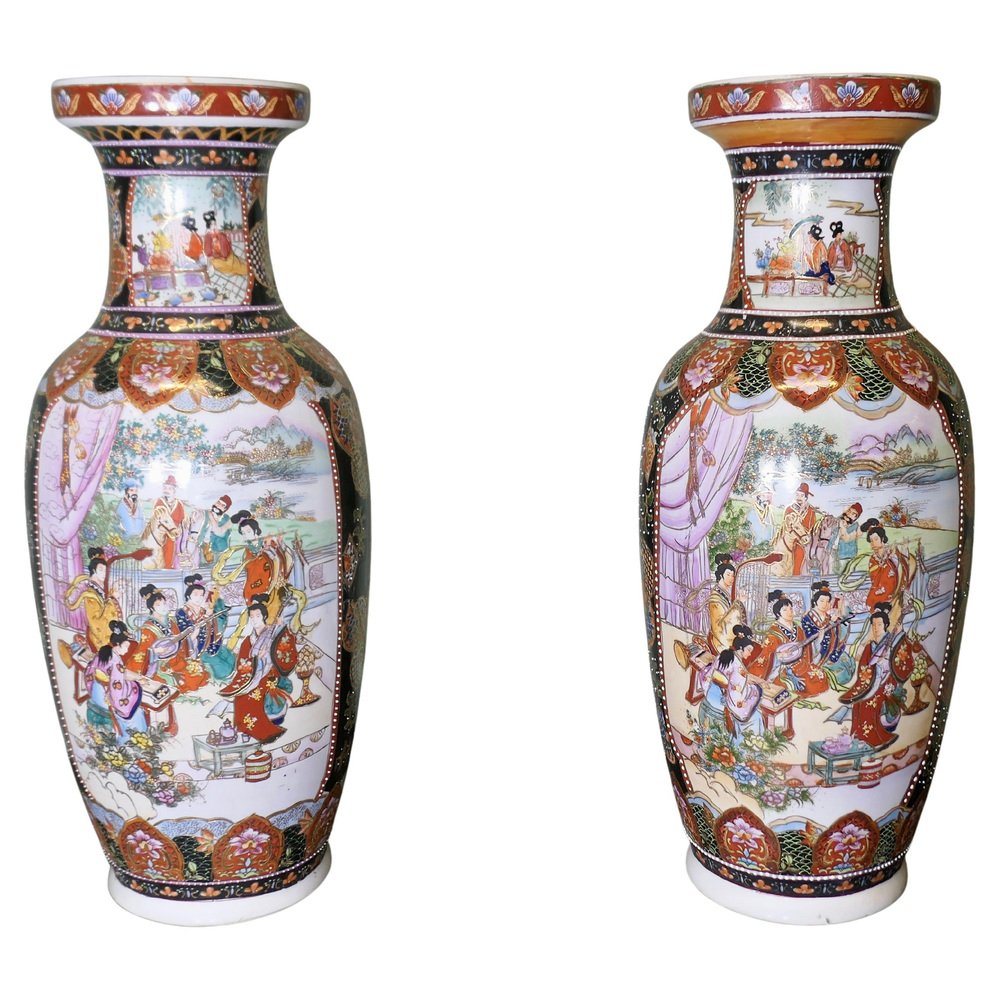 Large Oriental Ceramic Wedding Vases, 1970 for sale at Pamono