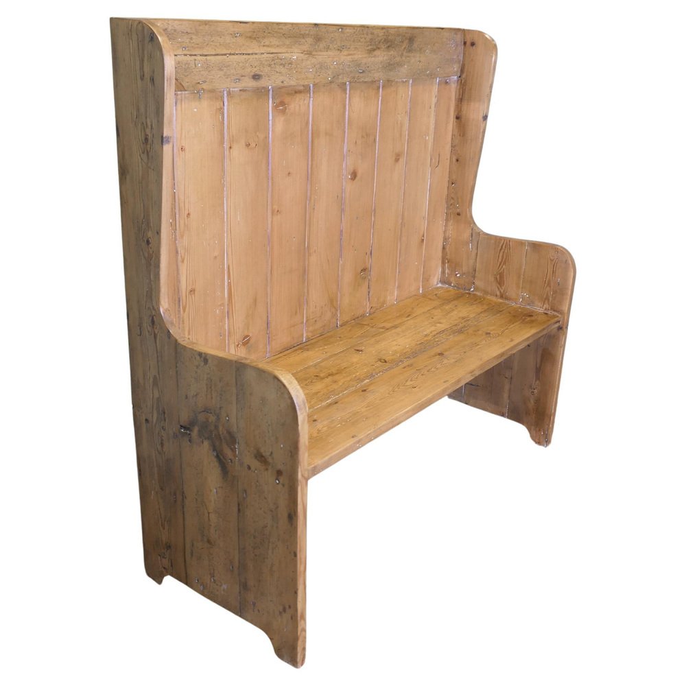 Pine High Back Settle, 1920s for sale at Pamono