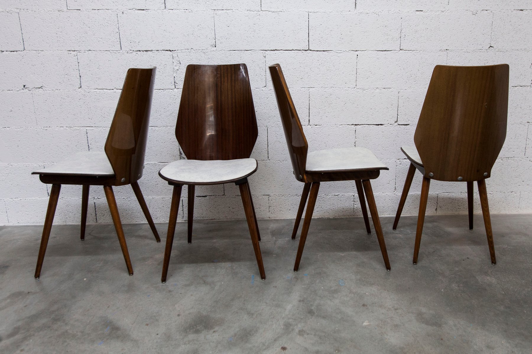 Baumann Chairs Model 840 G2s in Varnished Mahogany Finish, 1963, Set of ...