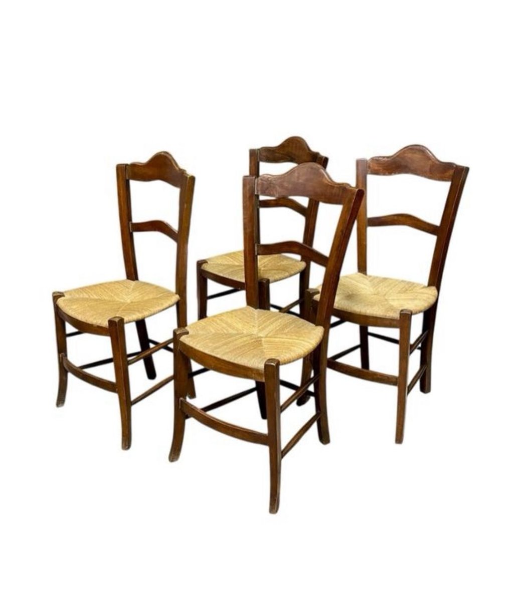 French Rustic Chairs, Set of 4 for sale at Pamono