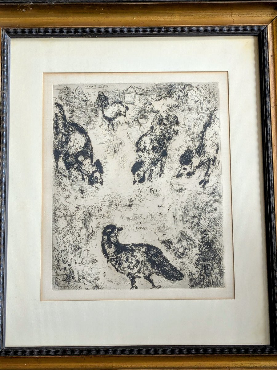 Marc Chagall, The Partridge and the Roosters, Original Etching, 1952 ...