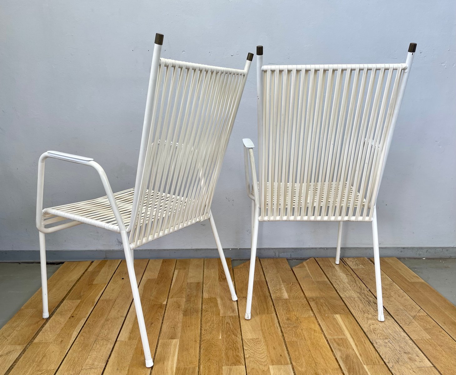 Vintage Spaghetti Garden Chairs in White in the style of Mauser, 1960s ...