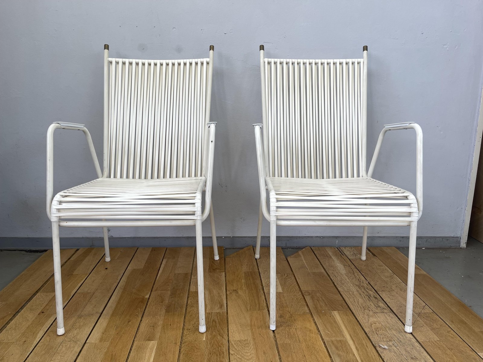 Vintage Spaghetti Garden Chairs in White in the style of Mauser, 1960s ...