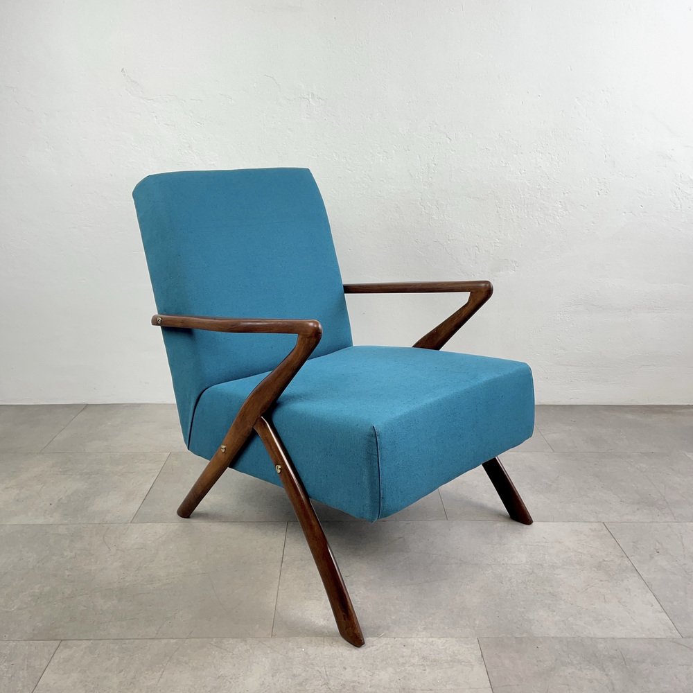 Vintage Italian Turquoise Chair, 1950s for sale at Pamono