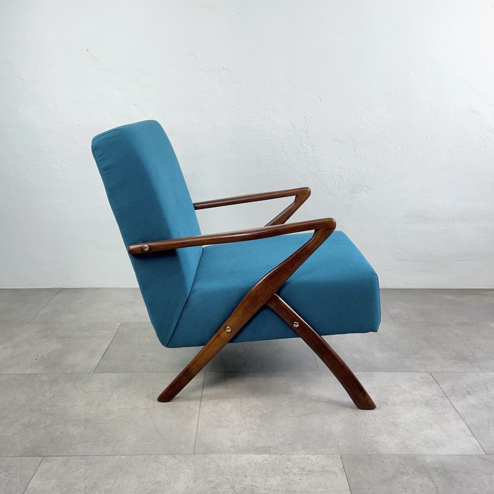 Vintage Italian Turquoise Chair, 1950s for sale at Pamono
