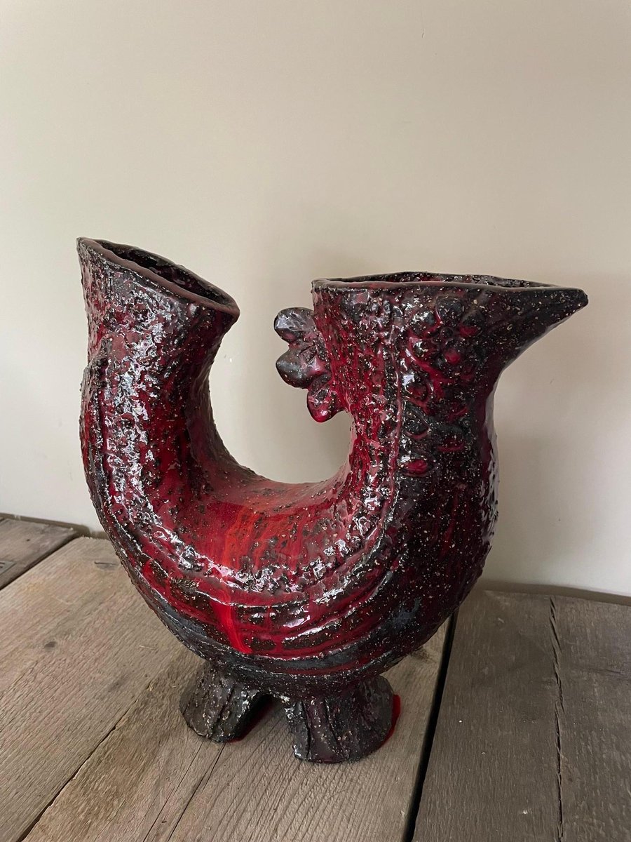 Red Ceramic Rooster, 1960s for sale at Pamono