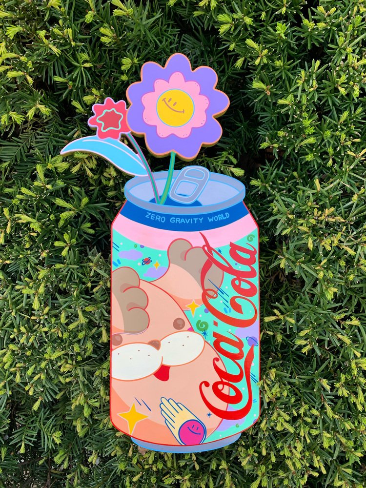 Kim Jandi, Coca Cola, 2025, Acryl auf Birke bei Pamono kaufen