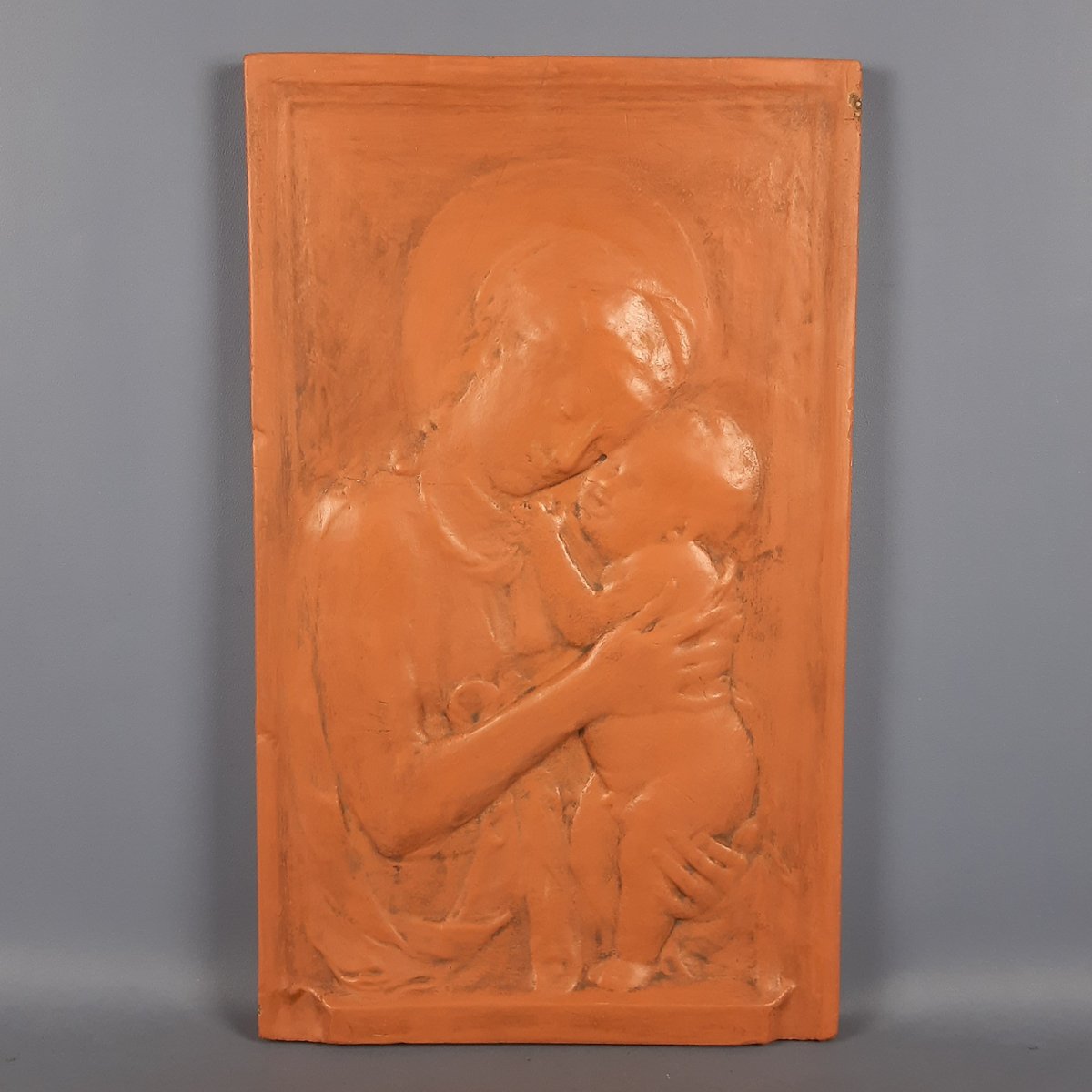 Large Madonna with Child Sacred Relief Icon in Terracotta, 1960s for ...
