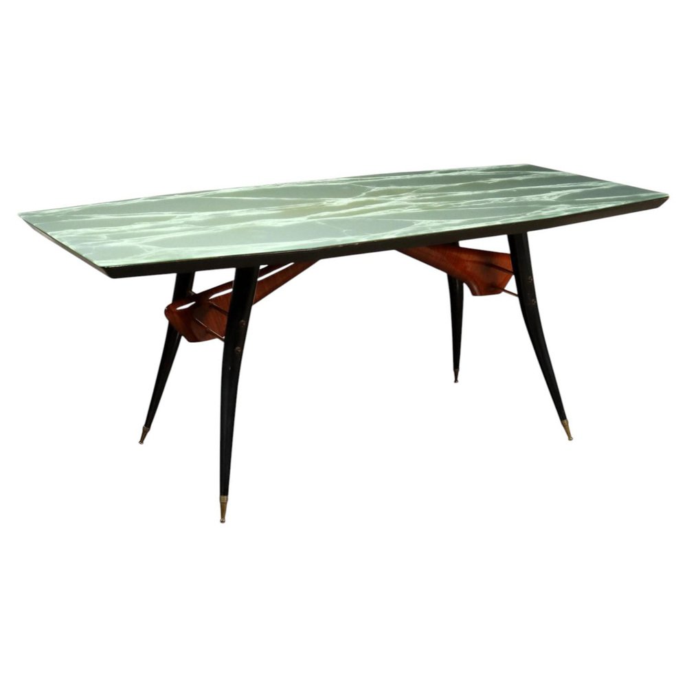 Vintage Italian Table in Exotic Wood and Glass, 1950s for sale at Pamono