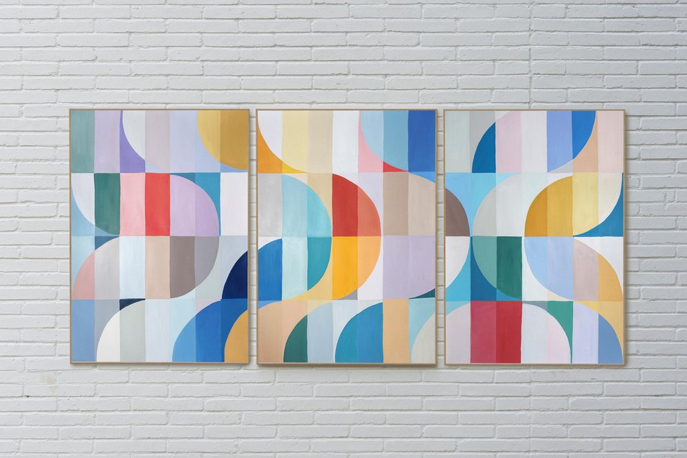 Natalia Roman, Trittico San Remo Curves, 2025, Acrilico su carta da acquerello in vendita su Pamono