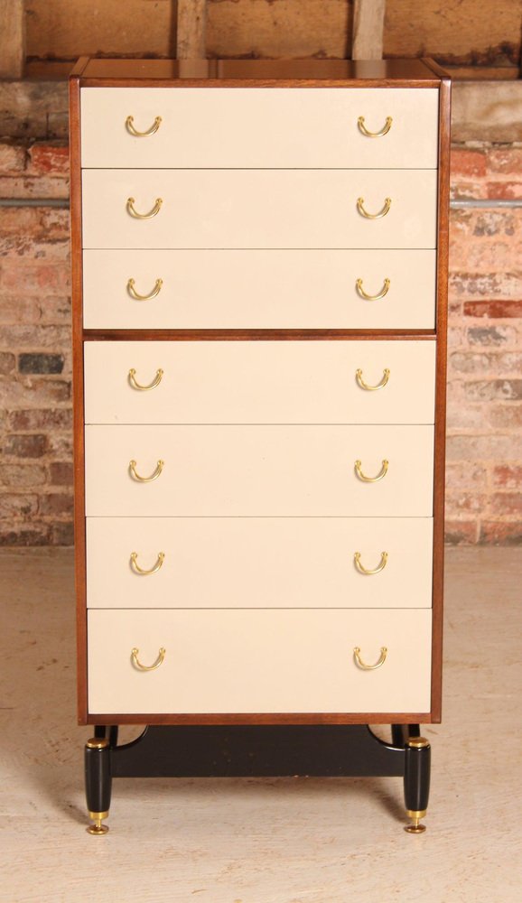 Mid-Century Librenza Tola & Schwarze Kommode mit chinesischen weißen Schubladenfronten von G ...