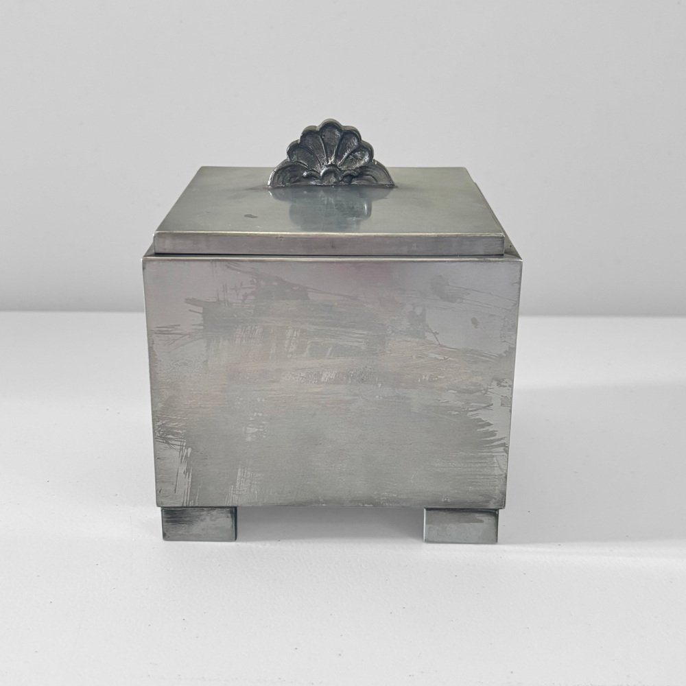 Art Deco Table Top Cigarette Box in Pewter & Wood from Ystad-Metall ...