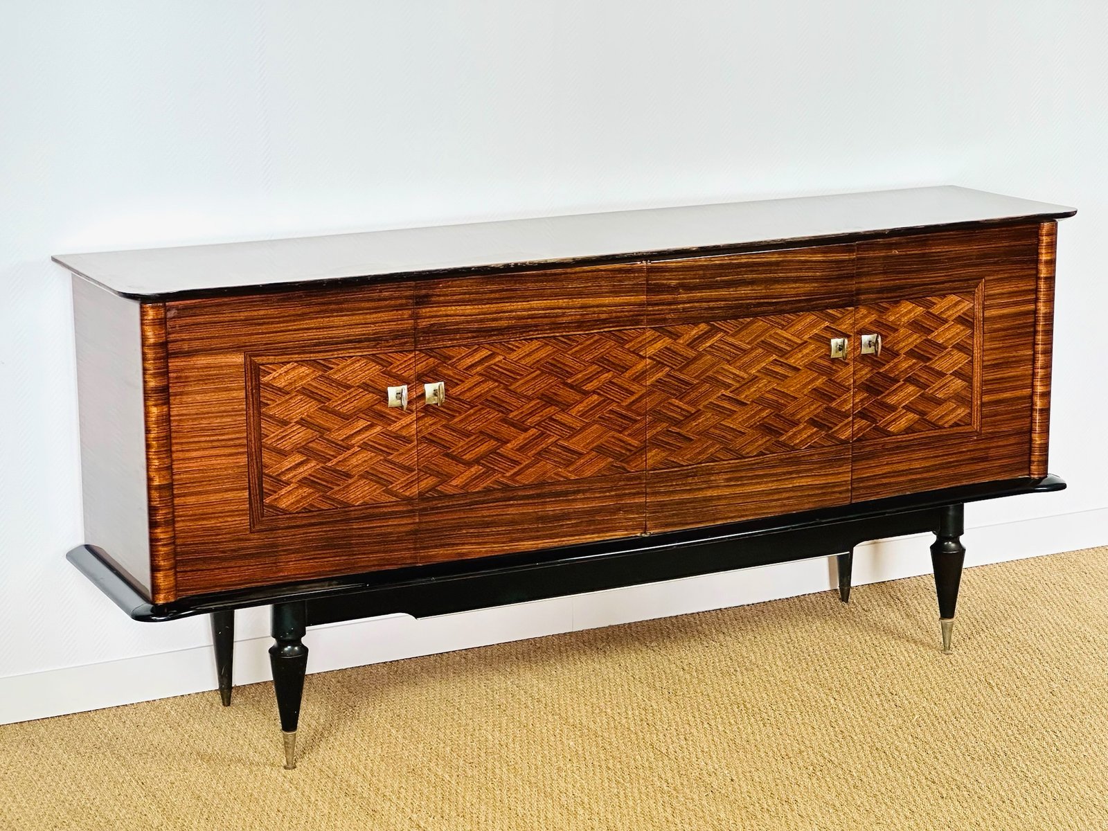 French Art Deco Sideboard in Macassar by Jacques-Émile Ruhlmann, 1940s ...