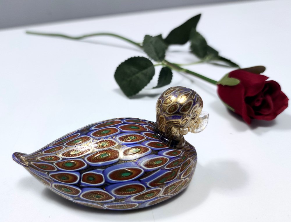 Blue Murano Glass Duck with Gold Leaf attributed to La Murrina, Italy ...