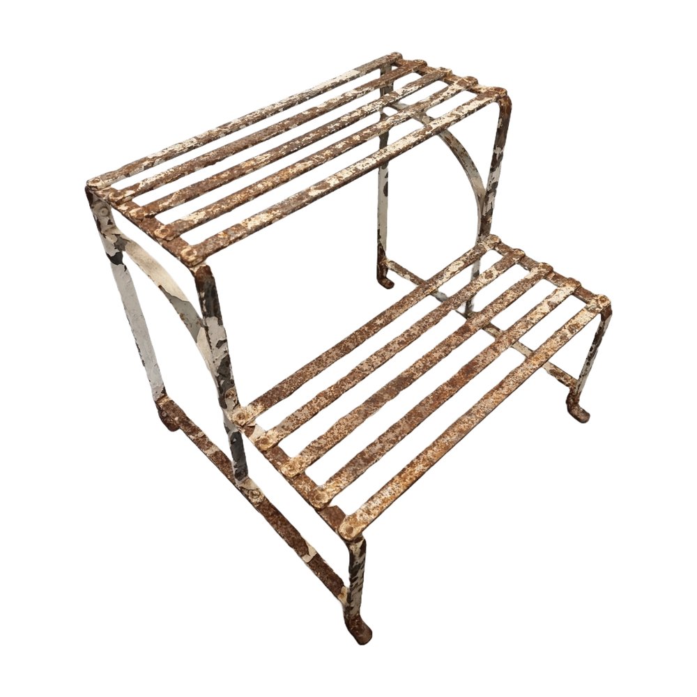 Vintage French Industrial Metal Step Ladder, 1970s for sale at Pamono