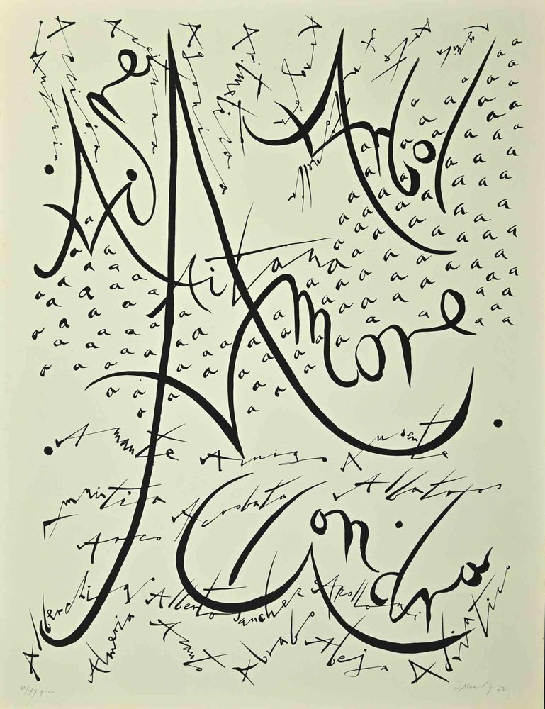 Rafael Alberti, Letter A, Lithograph, 1972 for sale at Pamono