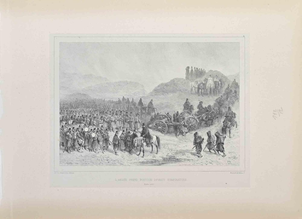 Auguste Raffet, Army Gets Position, Lithograph, 1837 for sale at Pamono