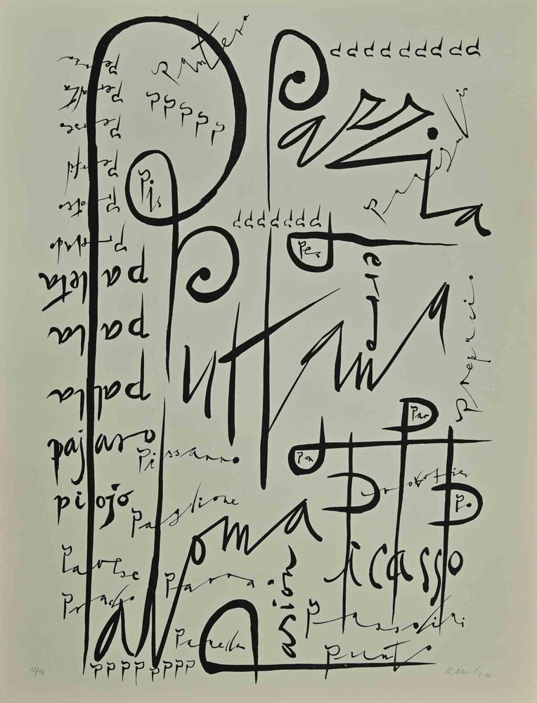 Rafael Alberti, Letter P, Lithograph, 1972 for sale at Pamono