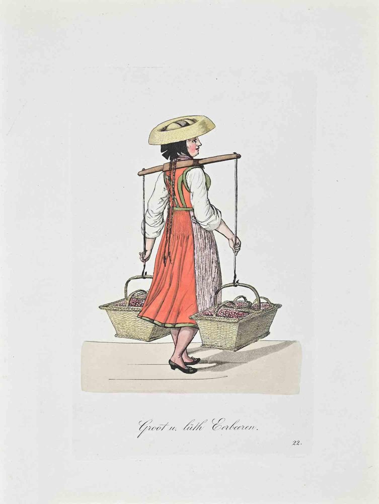 Christoph Suhr, Groot u. Lutò Erbeeren, Etching, 1808 for sale at Pamono
