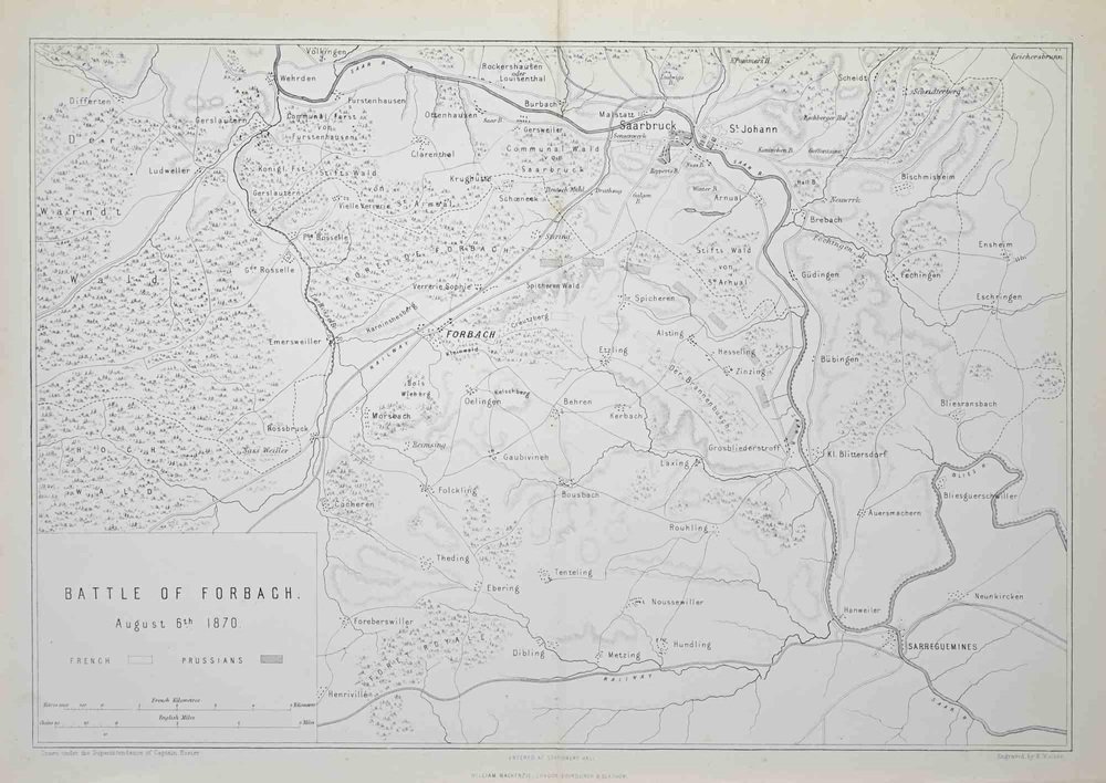 Battle of Forbach Lithograph Map, 1872 for sale at Pamono