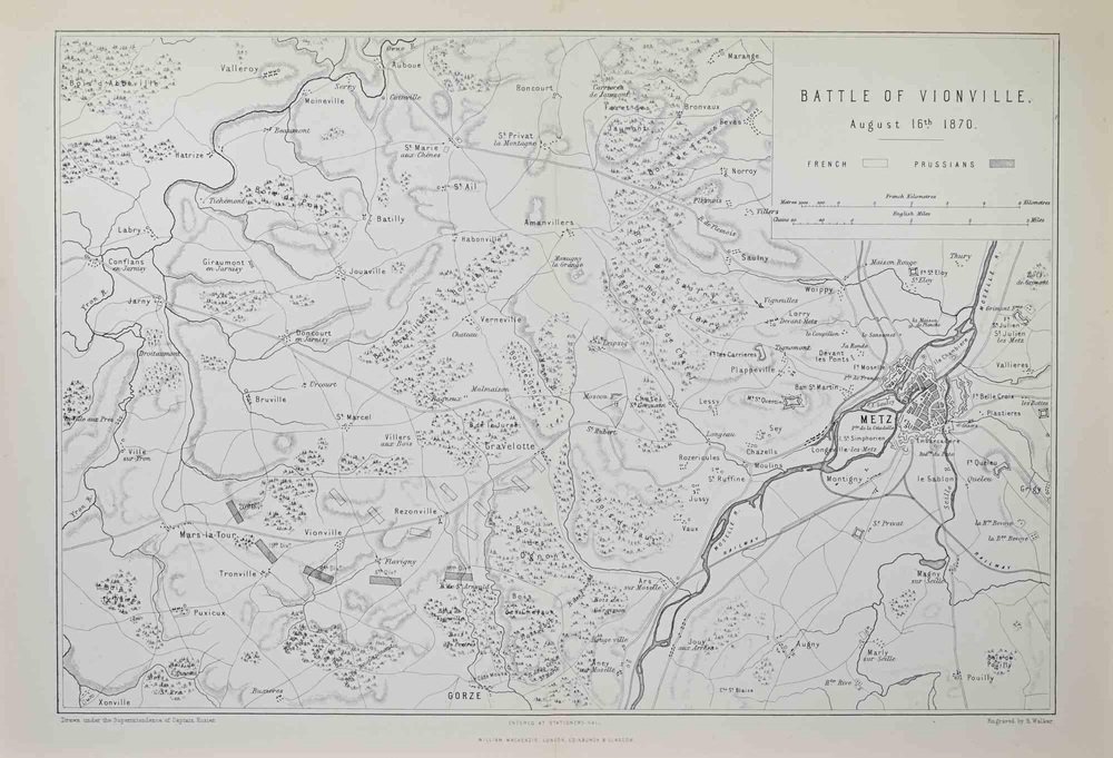 Battle of Vionville Lithograph Map, 1872 for sale at Pamono