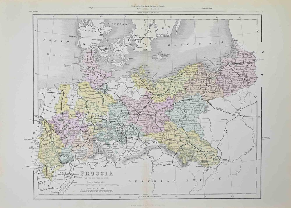Lithograph Map of Prussia after the War of 1866 for sale at Pamono